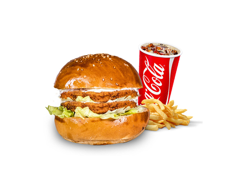 DOUBLE CHICKEN BURGER MENÜ - Packet Burger